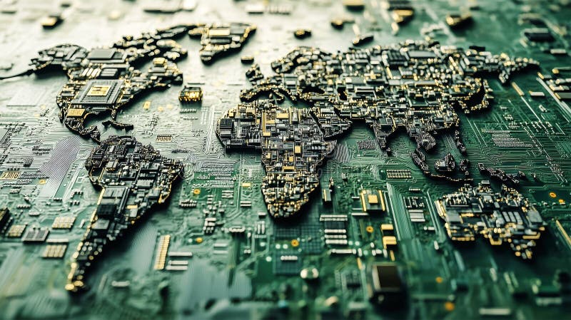 World Map Crafted from Circuit Boards Symbolizes Global Tech ...