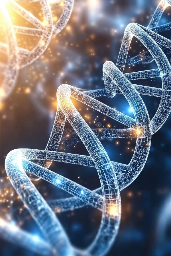 Exploring Glowing Geometric DNA Double Helix Structures in a Vibrant ...