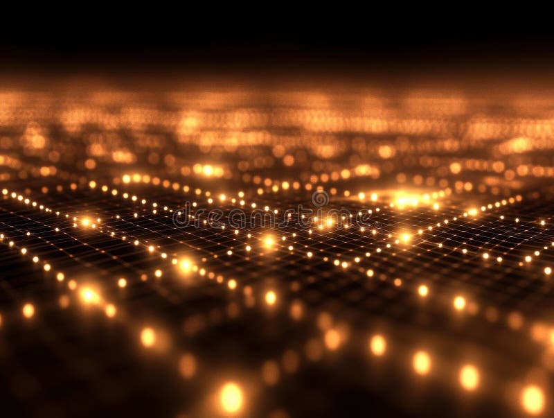 Exploring Glowing Grid, a Digital Landscape of Light and Network Stock ...