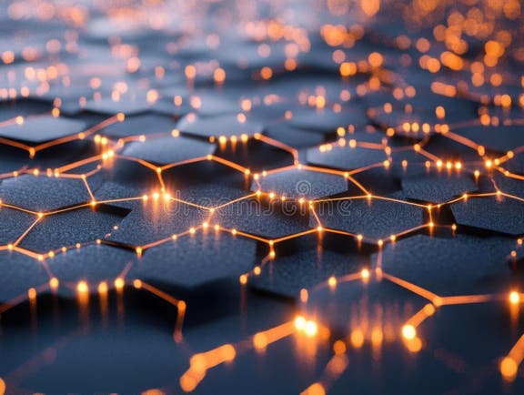 Exploring Glowing Hexagonal Network Structures Stock Illustration ...