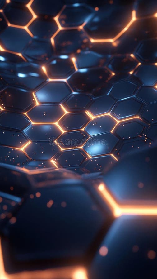 Exploring Glowing Hexagonal Patterns A Dynamic Abstract Background