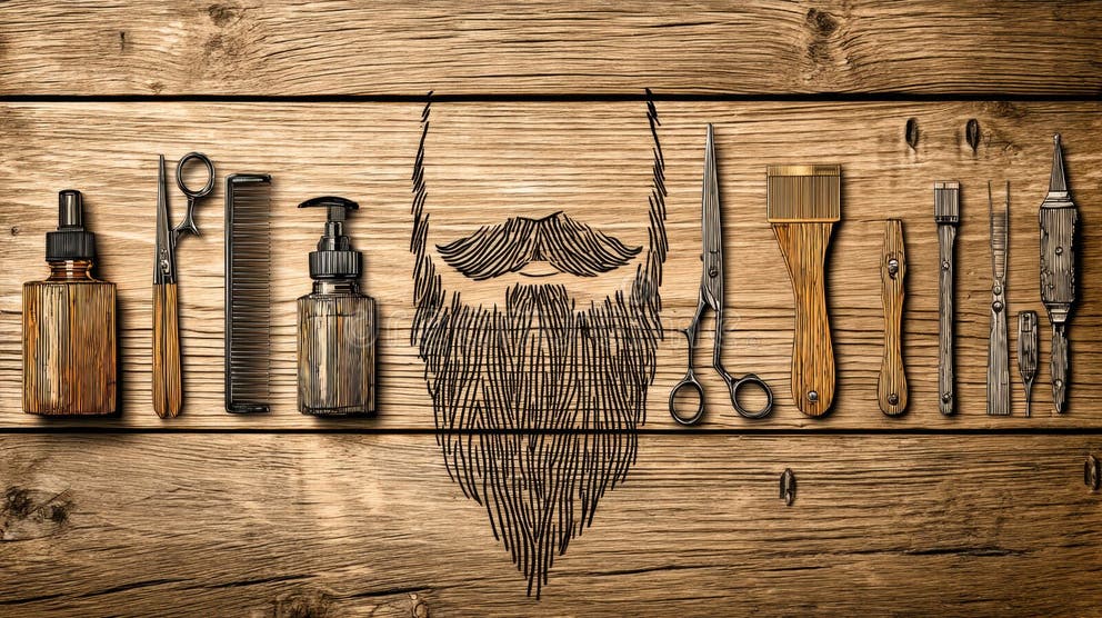 Exploring Grooming Essentials with Scissors, Combs, Oils, and Razors on ...