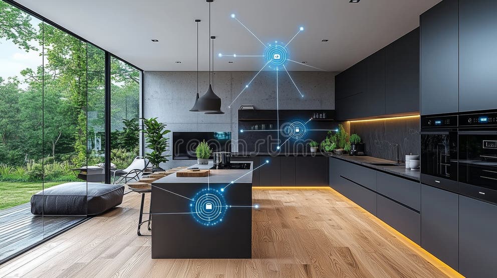 Exploring the Harmony of Space and Light in a Modern Kitchen Featuring ...