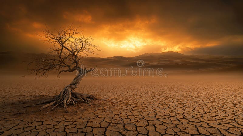 Exploring the Harsh Reality of a Dry Desert Landscape Featuring a ...