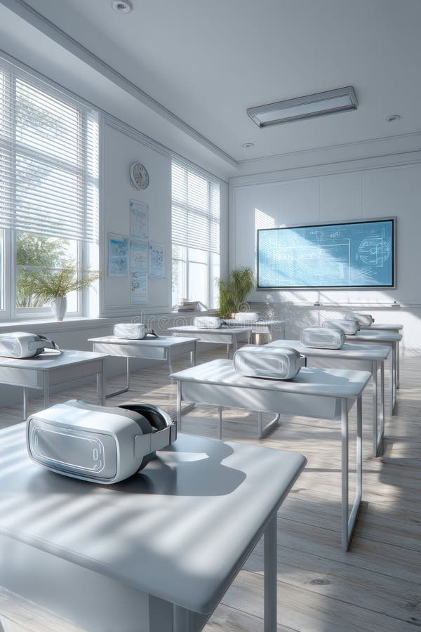 Exploring How Virtual Reality Revolutionizes Education in Modern Classrooms with White Tables ...