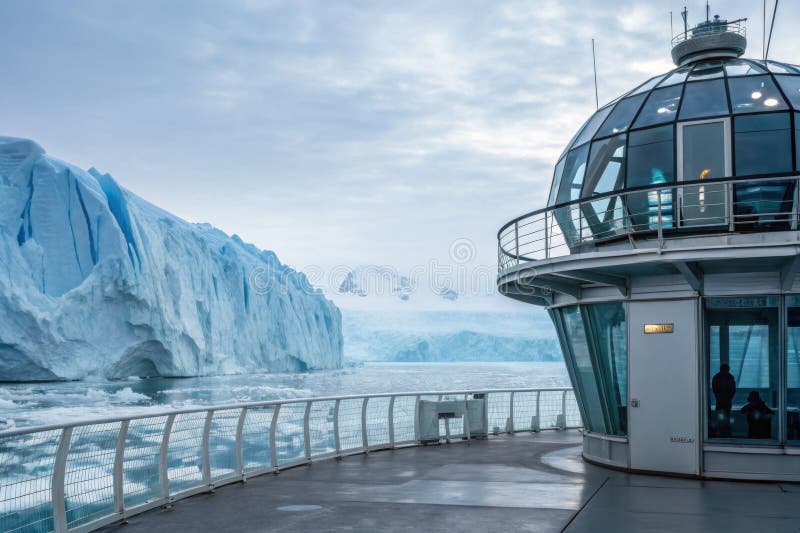 Exploring Icy Landscapes and Modern Architecture at a Viewing Platform ...