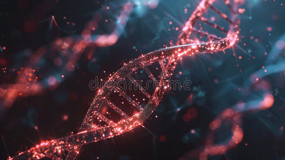 Exploring the Illuminated DNA Strand in Virtual Space Stock ...