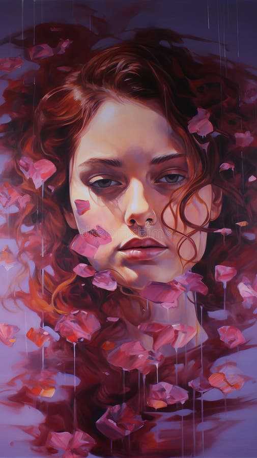 Exploring Impressionism through Maroon Acrylic Paint Illustrations ...