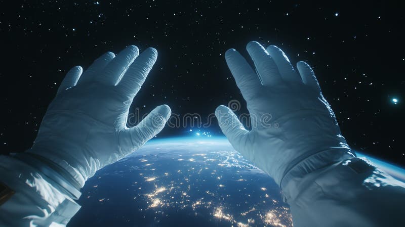 Exploring the Infinity: Astronaut S Gloved Hands Stock Photo - Image of ...