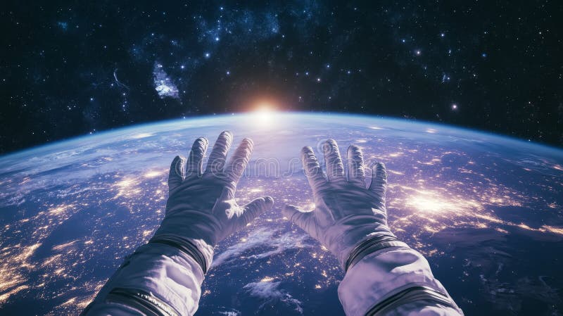 Exploring the Infinity: Astronaut S Gloved Hands Stock Image - Image of ...