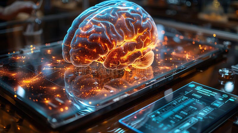 Exploring Innovative Design of a Digital Brain Displayed Above a ...