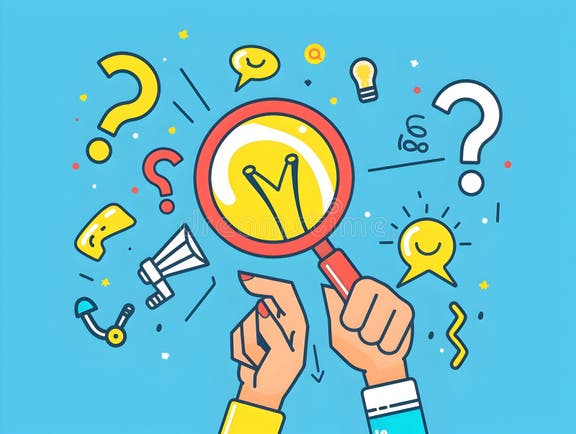 Exploring Innovative Solutions with Magnifying Glass and Bright Ideas ...