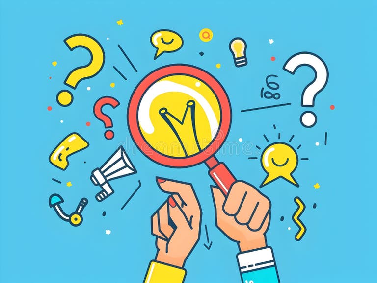 Exploring Innovative Solutions with Magnifying Glass and Bright Ideas ...