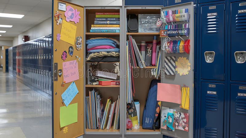 Exploring the Inside of a Vibrant School Locker Overflowing with Books ...