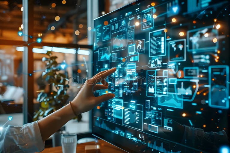 Exploring Interactive Data Visualization, a Futuristic Interface Showing Real-time Data Analysis ...