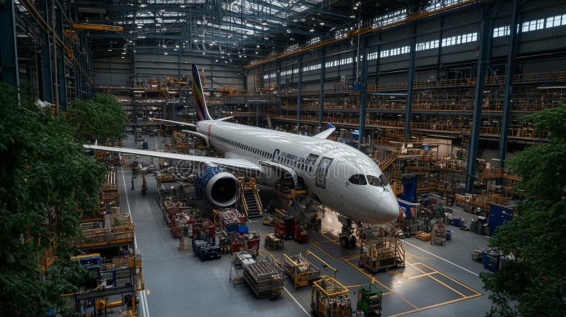 Exploring the Interior of a Large Commercial Aircraft Hangar Featuring ...