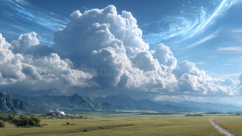 Exploring the Interplay between AI Climate Solutions and Geopolitics in a Serene Landscape Stock ...