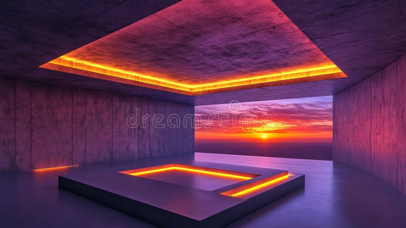 Exploring the Intersection of Light and Shadow in Neon Sunset Corridor ...