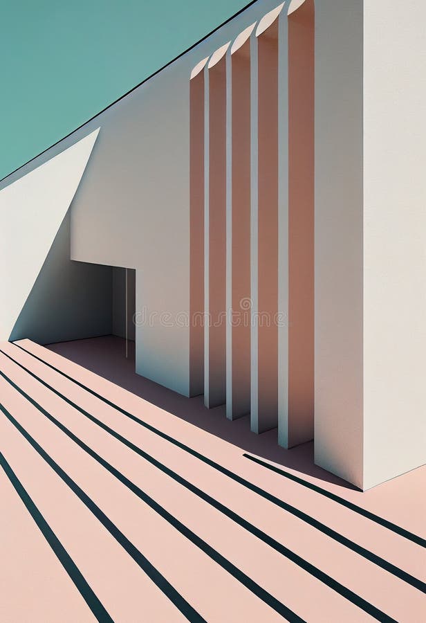 Minimalist Architecture and Pastel Colors Stock Illustration ... Minimalist Architecture and Pastel Colors Stock Illustration ...