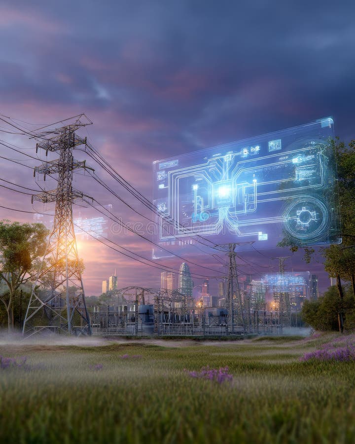 Exploring the Intersection of Nature and Technology in Futuristic Energy Grid Landscapes at ...