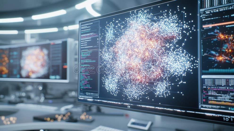 Exploring the Intricacies of Artificial Intelligence through a Computer Screen Displaying a ...