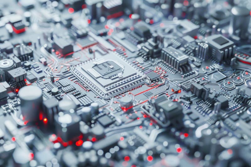 Exploring Intricate Circuits on a Futuristic Computer Motherboard ...