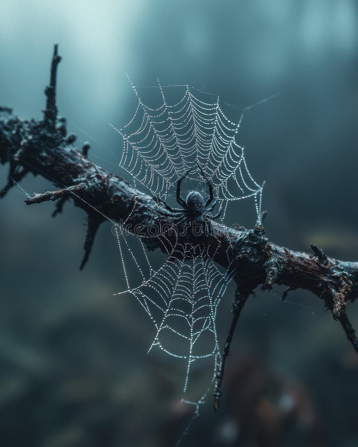 Exploring the Intricate Dance of a Spider on a Branch Surrounded by ...