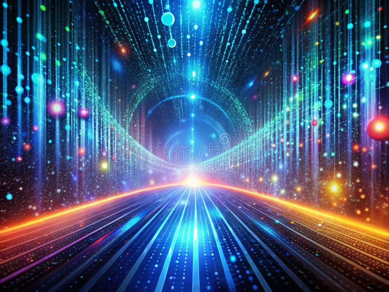 Exploring The Intricate Data Pathways Of Binary Code In A Dynamic 3d Visualization Stock