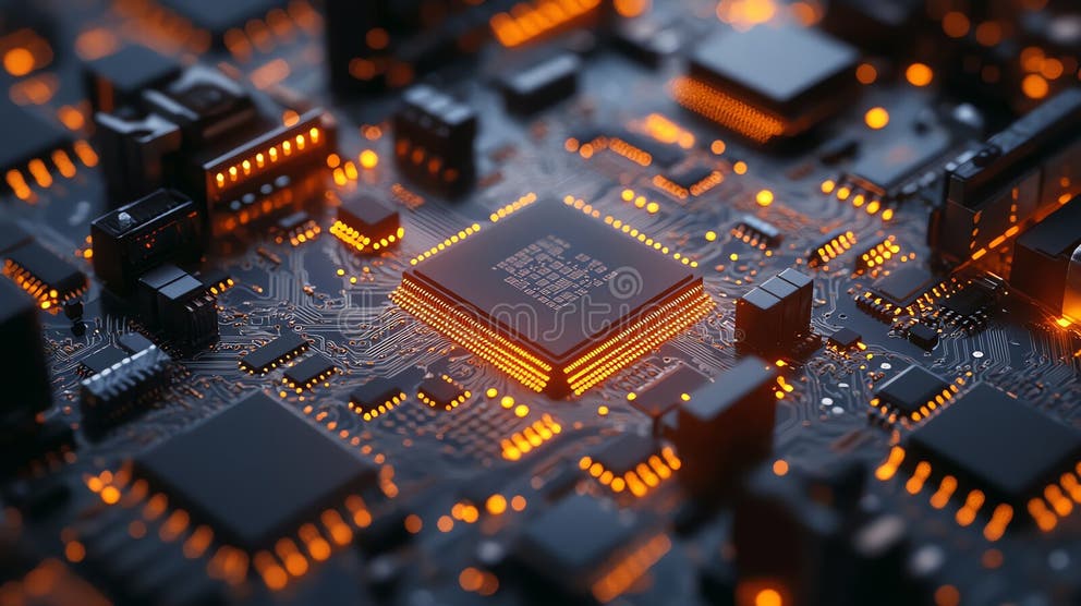 Exploring Intricate Microchip Design with Glowing Circuit Patterns ...