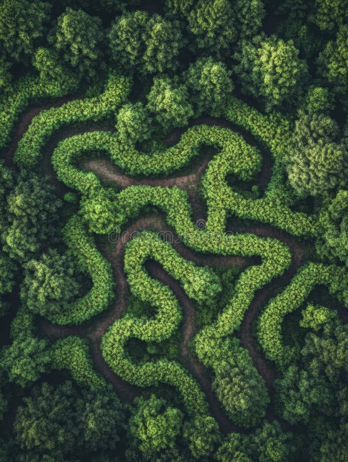 Exploring the Intricate Pathways of a Forest Maze Formed by Lush ...