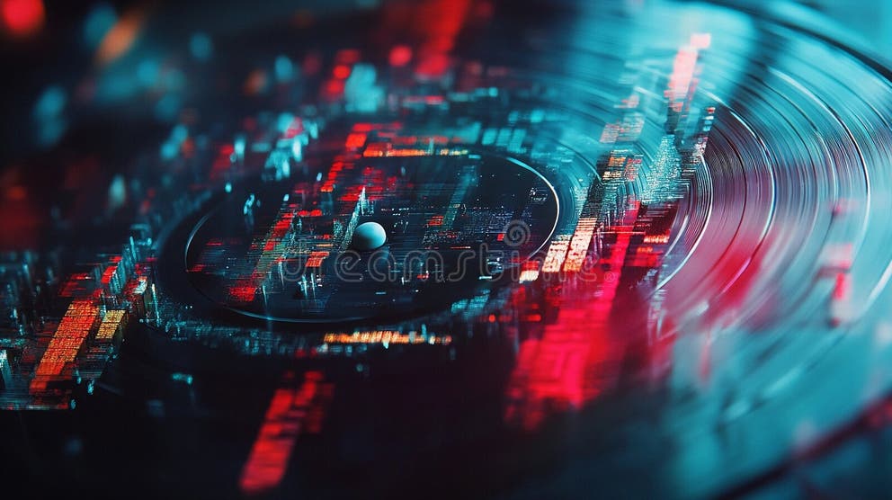 Exploring the Intricate Patterns of a Vinyl Record Illuminated by ...