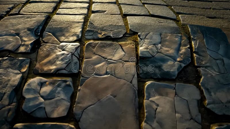Exploring Intricate Textures of Cobblestone Paths Under Warm Sunlight ...