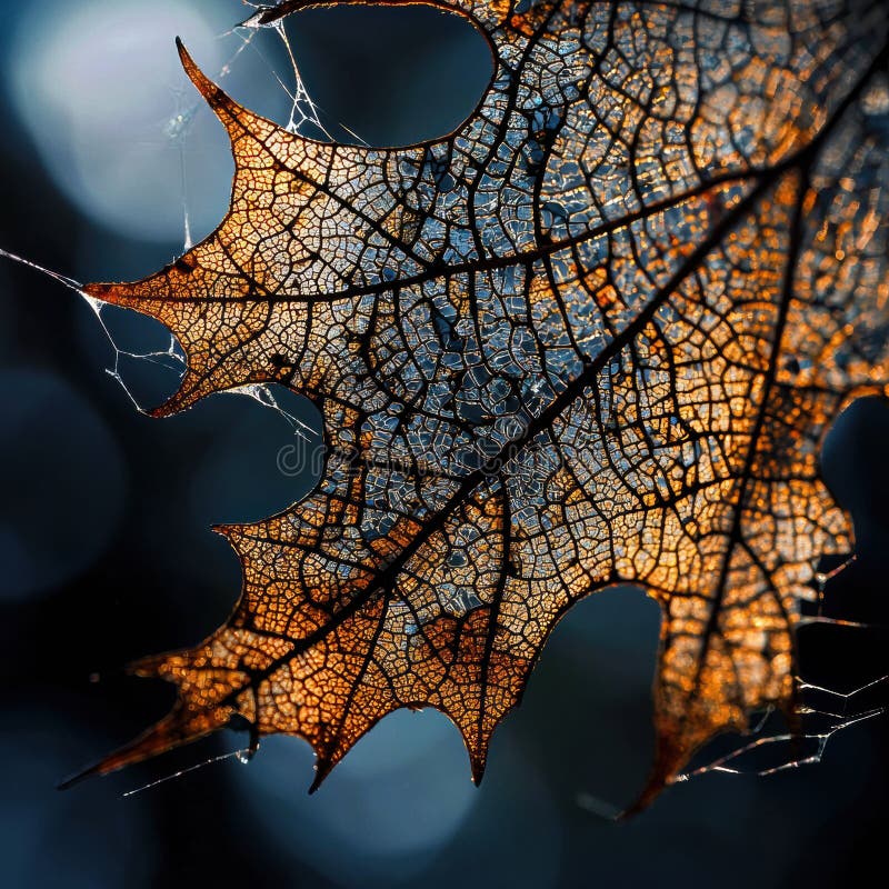 Exploring the Intricate Textures of a Leaf with Beautiful Light Shining ...