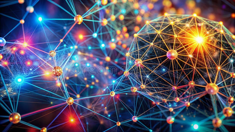 Exploring the Intricate Web of a Futuristic Neural Network a Glowing ...