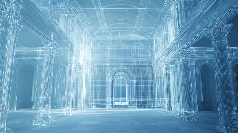 Exploring Intricate Wireframe Architectural Interiors a Deep Dive into ...