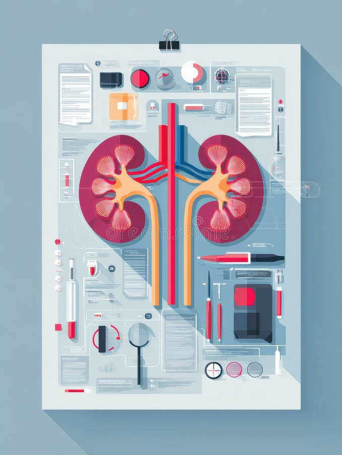 Exploring Kidney Disease Risk Factors with a Vibrant Flat Poster ...