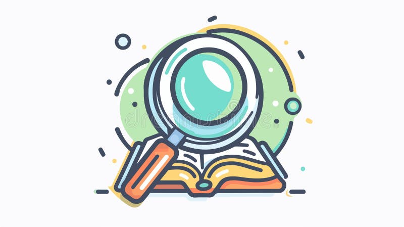 Exploring Knowledge with Magnifying Glass and Book Outline Vector Icon ... Exploring Knowledge with Magnifying Glass and Book Outline Vector Icon ...