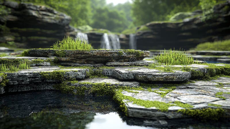 Exploring Layered Pixel Terrain with Grassy Platforms and Rocky Paths ...