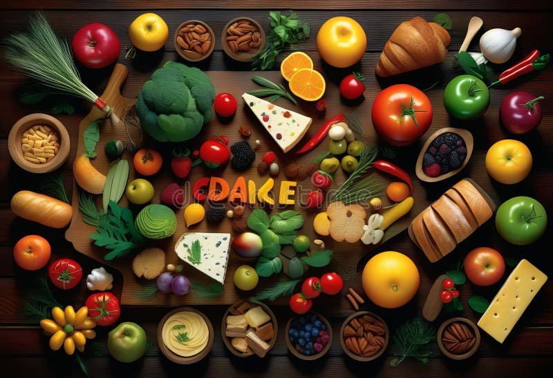 Exploring a Luscious 3D Tapestry of Food Delights Stock Illustration ...