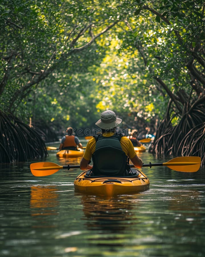 Exploring Lush Mangroves while Kayaking through Calm Waters Stock Image ...