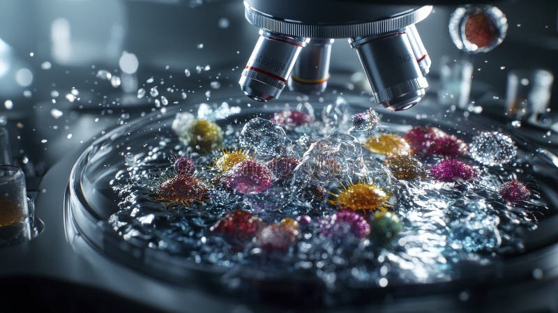 Exploring Marine Plankton Under a Microscope Laboratory Close-up Image ...