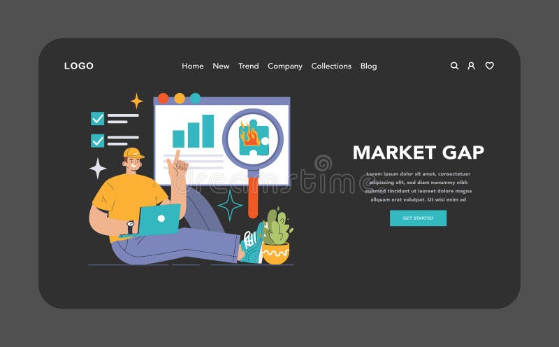 Exploring the Market Gap. Flat Stock Vector - Illustration of graph ...