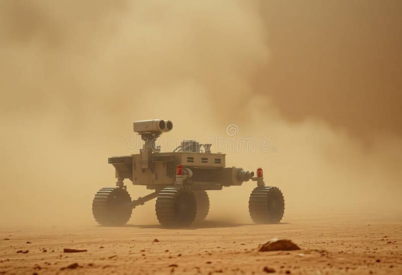 Exploring Martian Landscapes with Rovers Stock Illustration ...