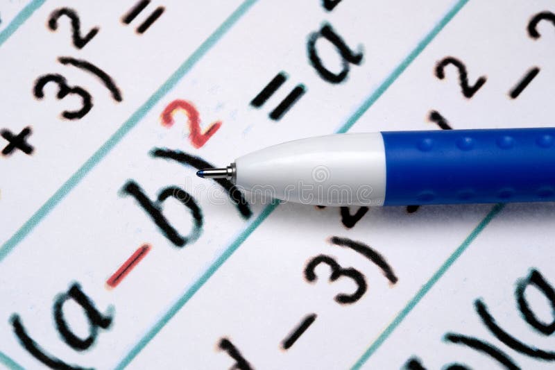 Exploring Math Concepts with Blue Pen Stock Image - Image of ...