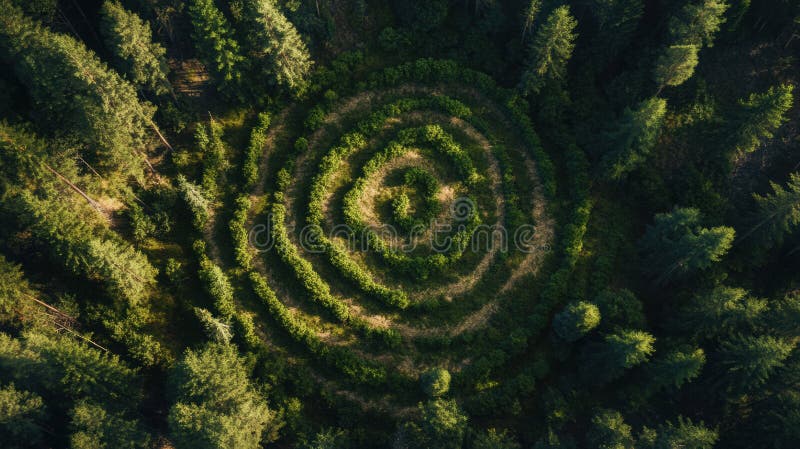 Exploring Maze Winding Paths Lush Forest Top Down Perspective Daylight ...