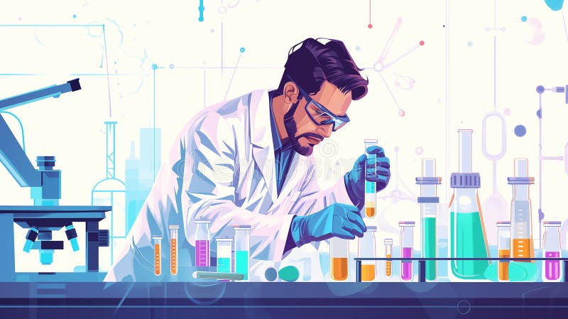 Exploring Medical Mysteries: Lab Worker Conducts Experiments with Tubes ...