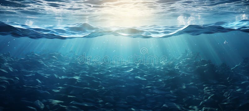 Exploring the Mesmerizing Underwater Ocean Sunlit Blue Abyss with ...