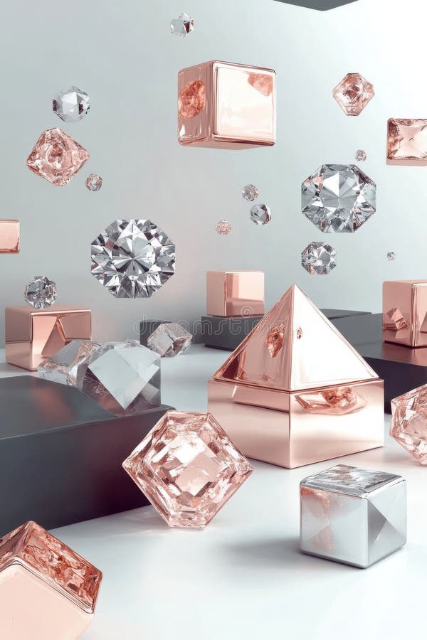 Exploring Metallic Geometric Forms on a Matte Black Surface for Design ...