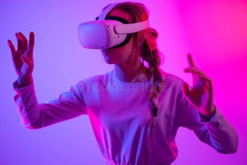 Exploring Metaverse Virtual Reality with VR Glasses Stock Image - Image ...