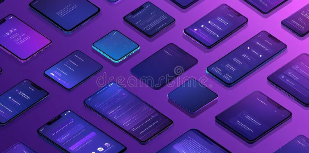 Exploring Mobile User Interface Design on Purple Background with Technology and Innovation ...